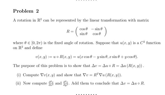 Solved Problem 2 A rotation in R2 can be represented by the | Chegg.com