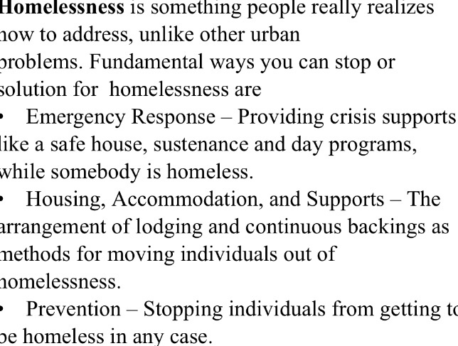 Solved Homelessness is something people really realizes how | Chegg.com