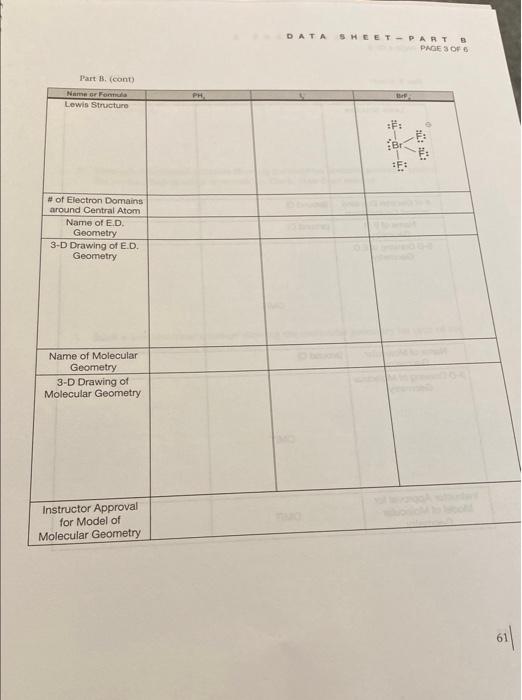 Solved D A TA SHEET-FOR M A PAGE 4 OF 6 Part B. (cont)PART | Chegg.com