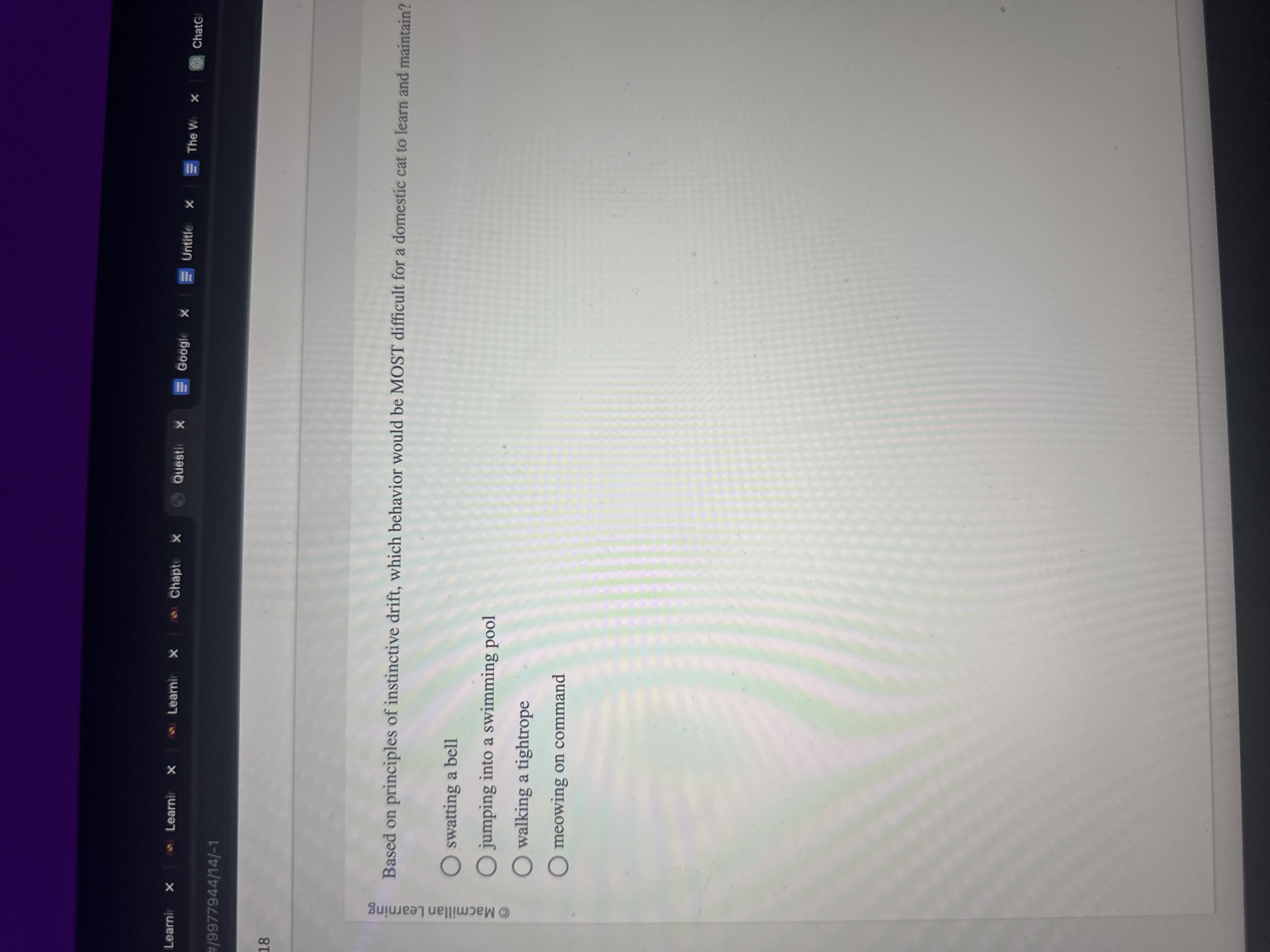 Solved Based on principles of instinctive drift, which | Chegg.com