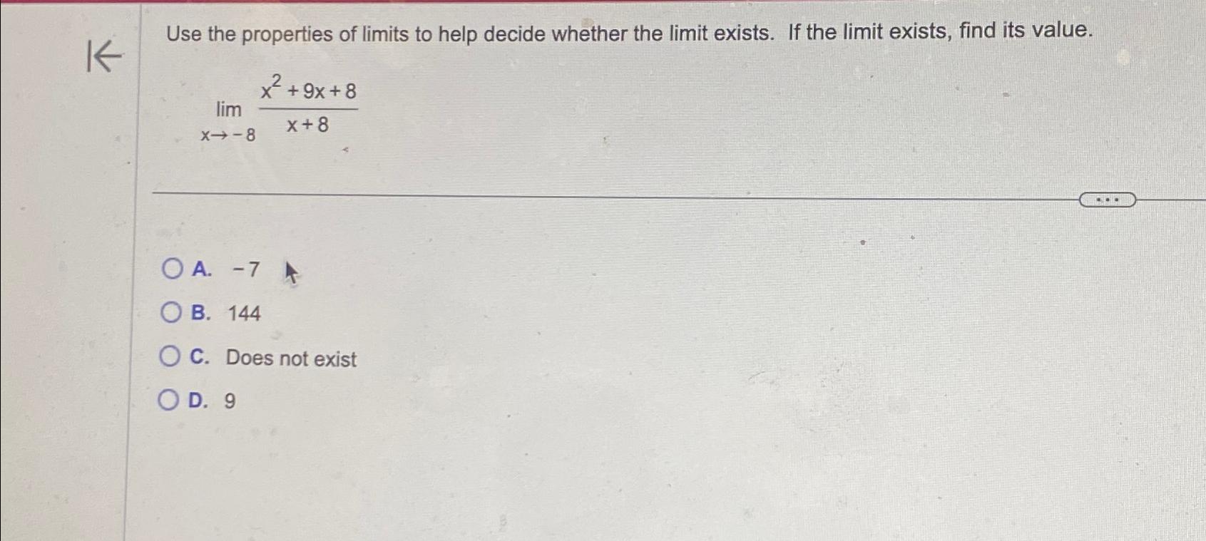 Solved Use the properties of limits to help decide whether | Chegg.com