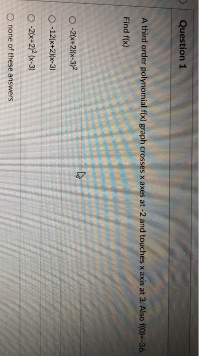 Solved > Question 1 A third order polynomial f(x) graph | Chegg.com