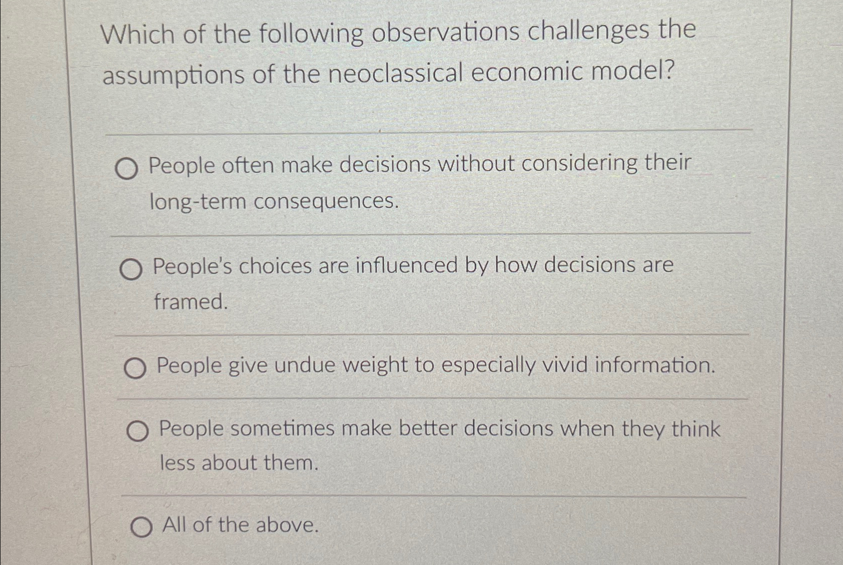 Solved Which of the following observations challenges the | Chegg.com