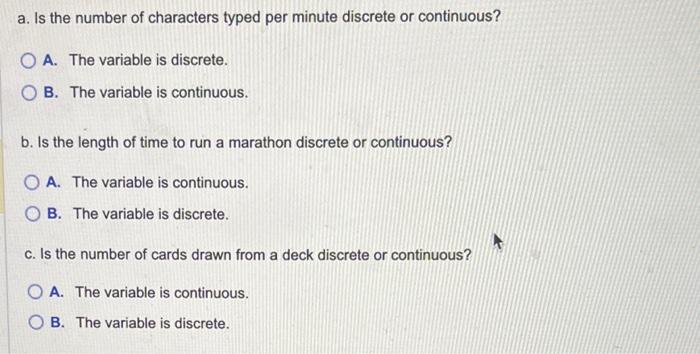 Solved Determine whether each of the following variables | Chegg.com