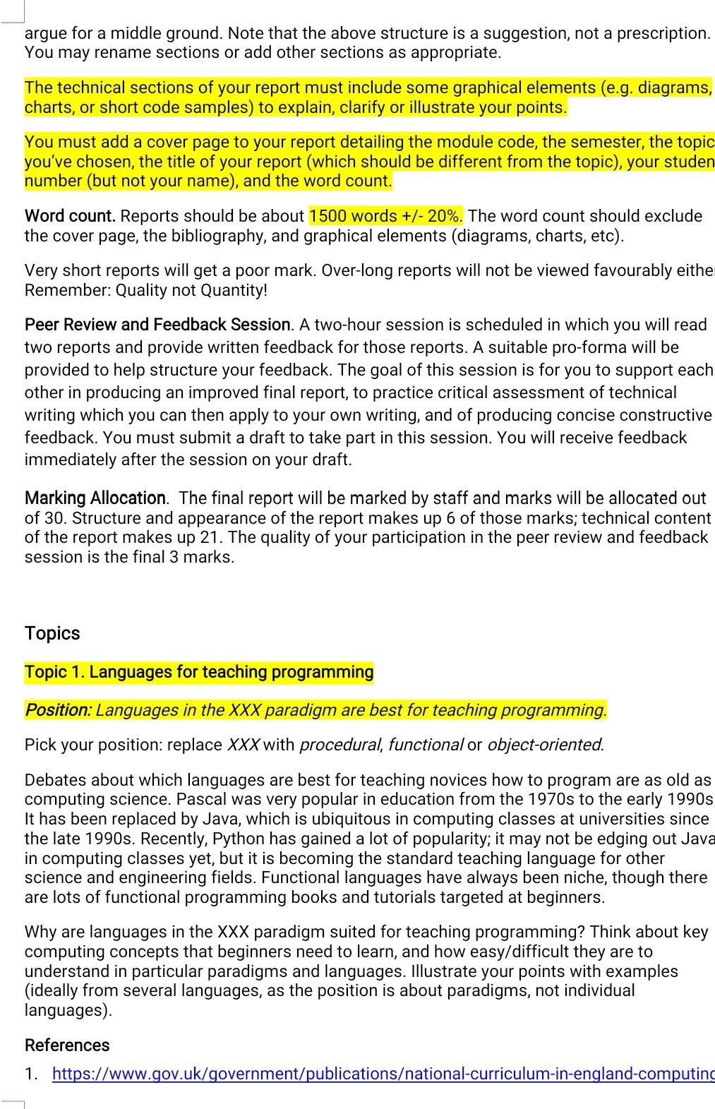 Solved Assignment: Programming Languages Report plus Peer | Chegg.com