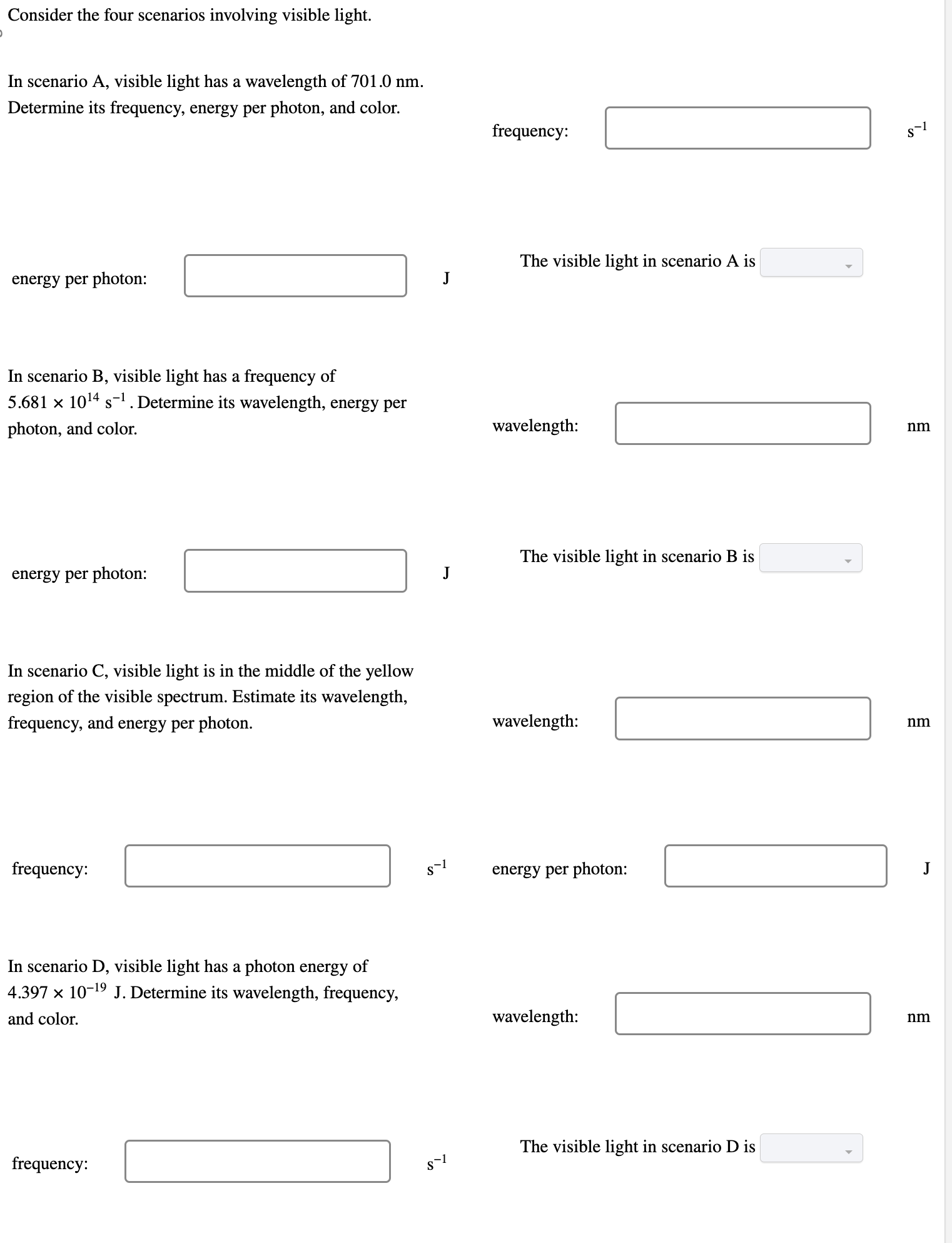 Solved (do all parts please) ﻿Consider the four scenarios | Chegg.com