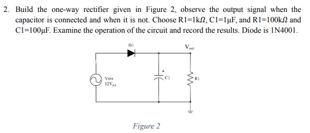 Build the one-way rectifier given in Figure 2, | Chegg.com