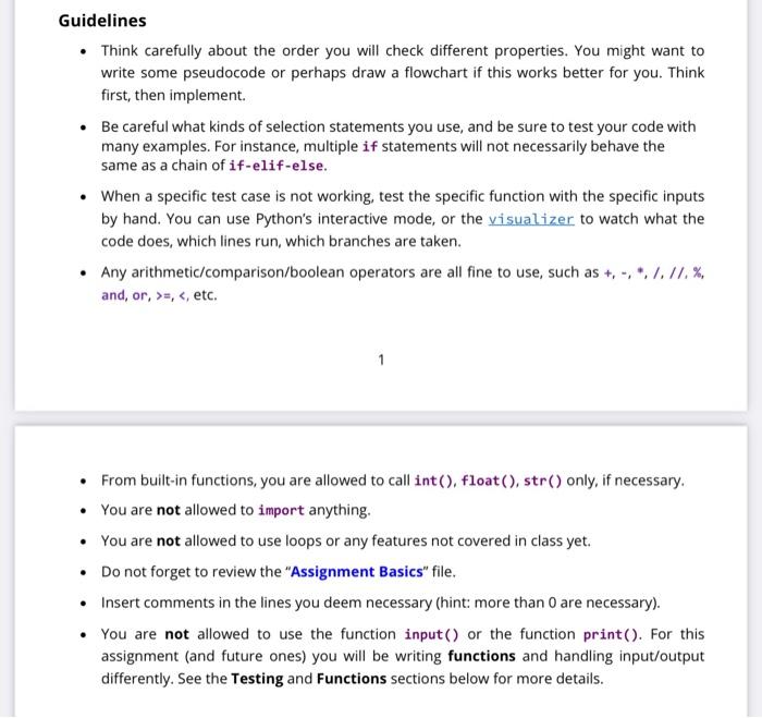 Solved Guidelines - Think carefully about the order you will | Chegg.com