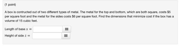 Solved A box is contructed out of two different types of | Chegg.com