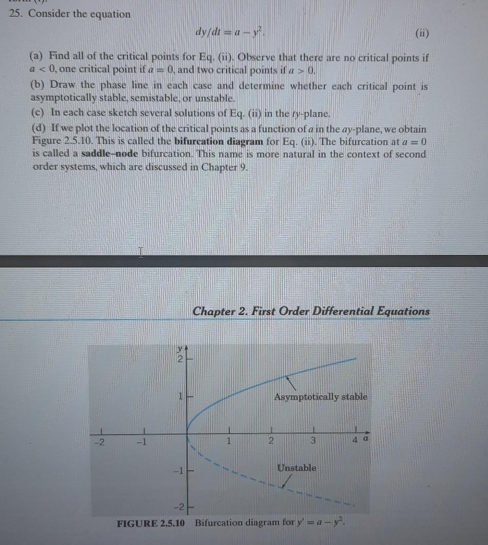 Solved 25. Consider the equation dy/dt=a−y2t (a) Find all of | Chegg.com