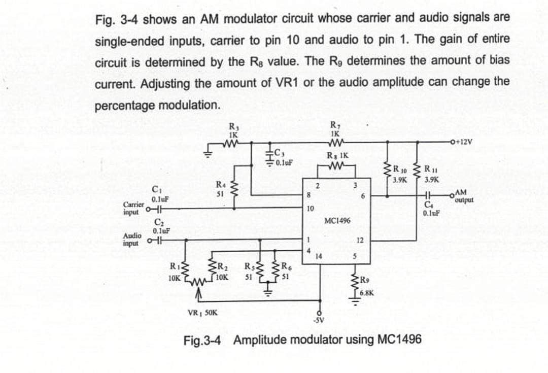 Solved Fig. 3-4 shows an AM modulator circuit whose carrier | Chegg.com