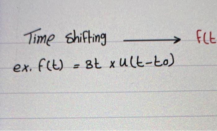 Solved Time shifting F(t ex. f(t)=3t×u(t−t0) | Chegg.com