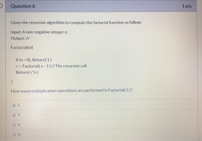 Solved Question 1 Given f (n) = 4n3 – 7n2 + 2n. fis big o of | Chegg.com