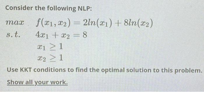 Solved Consider The Following Nlp Max St 