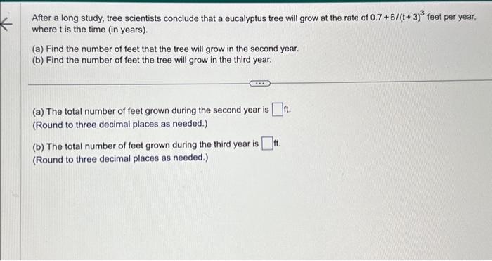 Solved After a long study, tree scientists conclude that a | Chegg.com