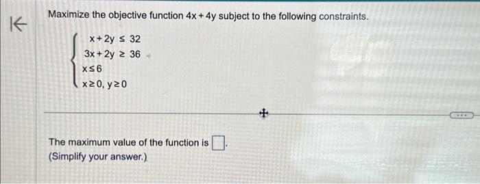 Solved Maximize The Objective Function 4x 4y Subject To The
