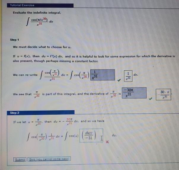 Solved Tutorial Exercise Evaluate the indefinite integral. | Chegg.com