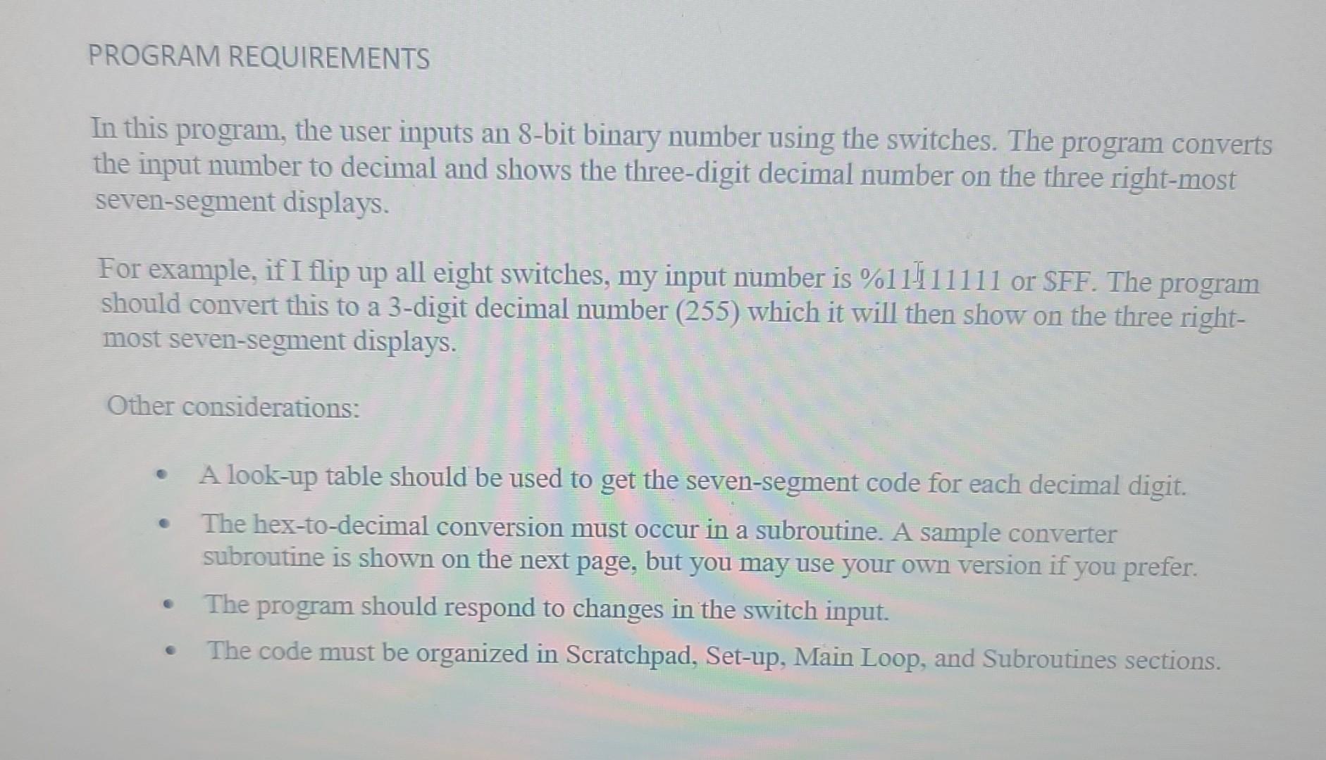 Solved 1. Write a program that fulfills the requirements | Chegg.com