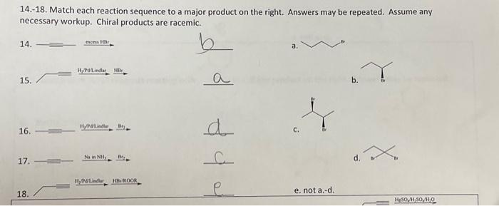 Solved 14.-18. Match each reaction sequence to a major | Chegg.com