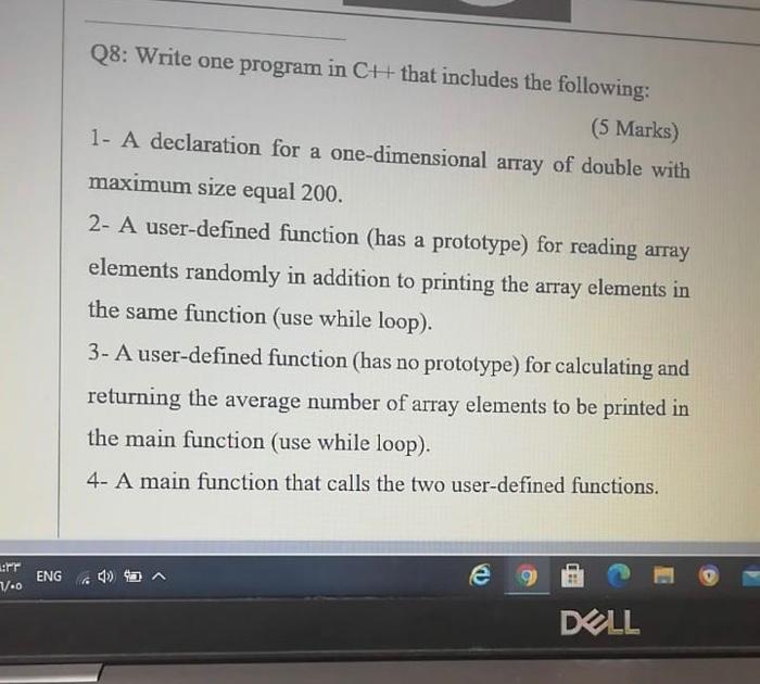 Solved Q8: Write one program in C++ that includes the | Chegg.com