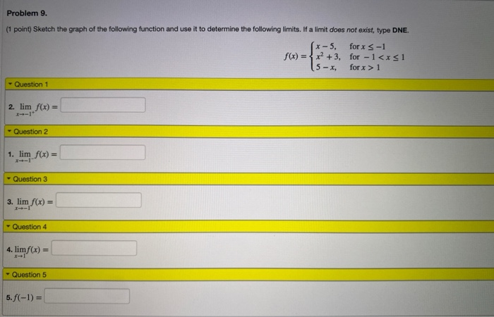 Solved Problem 9. (1 point) Sketch the graph of the | Chegg.com