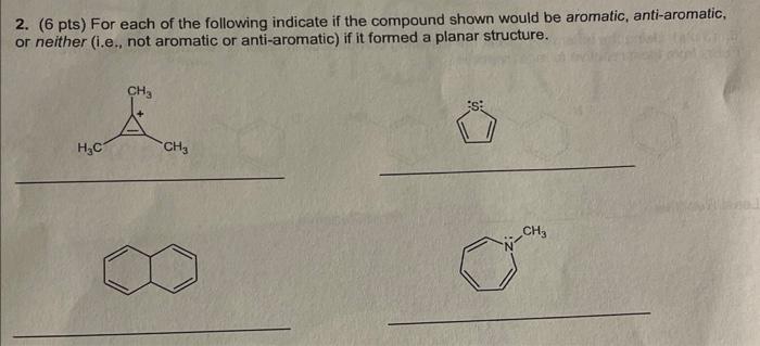 Solved 2. (6pts) For each of the following indicate if the | Chegg.com
