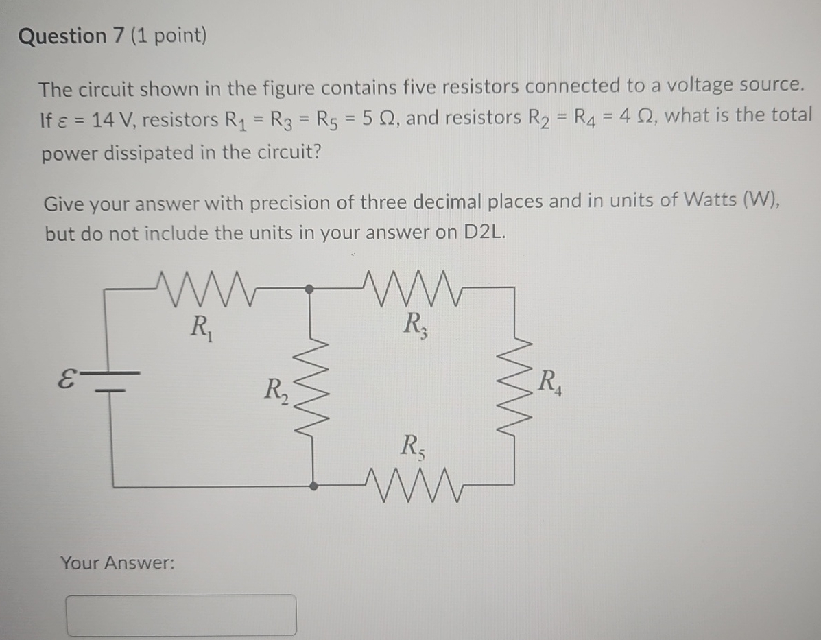 Solved Question 7 (1 ﻿point)The circuit shown in the figure | Chegg.com