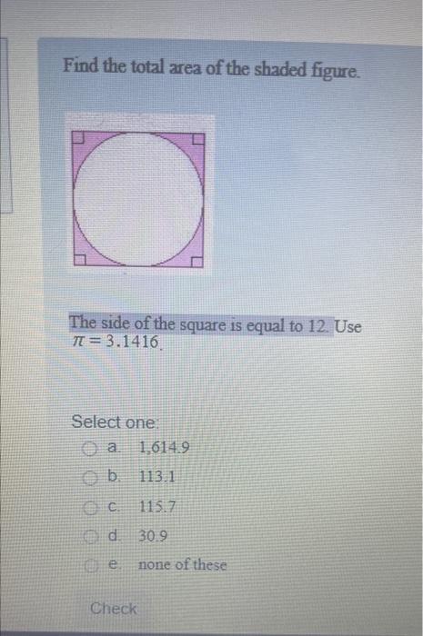Solved Find the total area of the shaded figure. The side of | Chegg.com