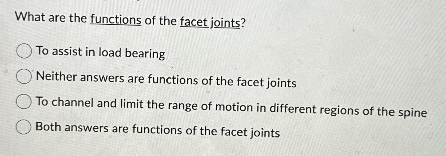 Solved What are the functions of the facet joints?To assist | Chegg.com