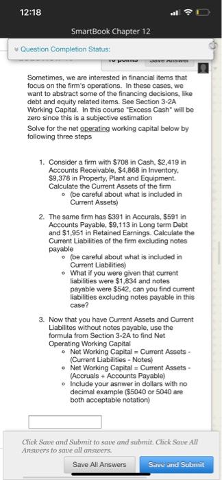 Solved 12:18 SmartBook Chapter 12 Question Completion | Chegg.com
