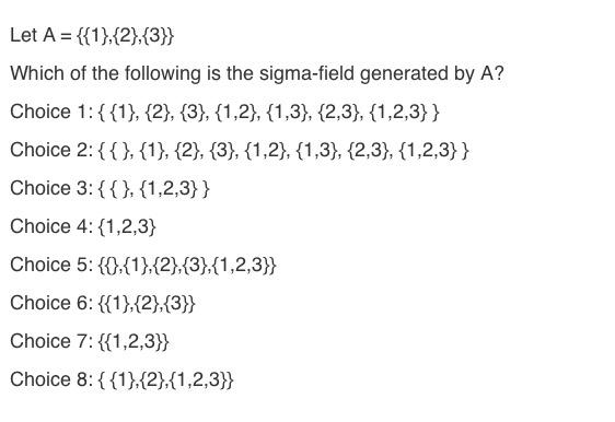 Solved Let A = {{1},{2},{3}} Which of the following is the | Chegg.com