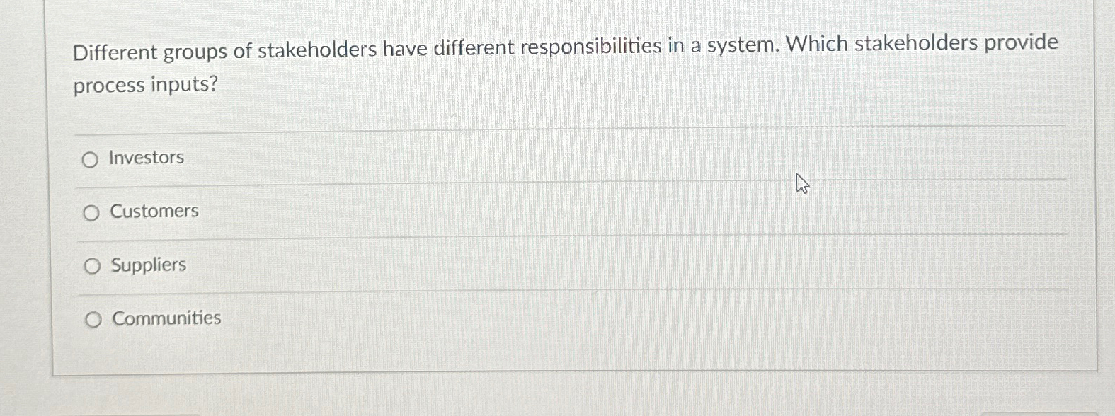 Solved Different groups of stakeholders have different | Chegg.com