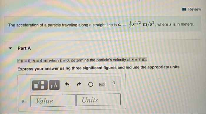 Solved Review The acceleration of a particle traveling along | Chegg.com