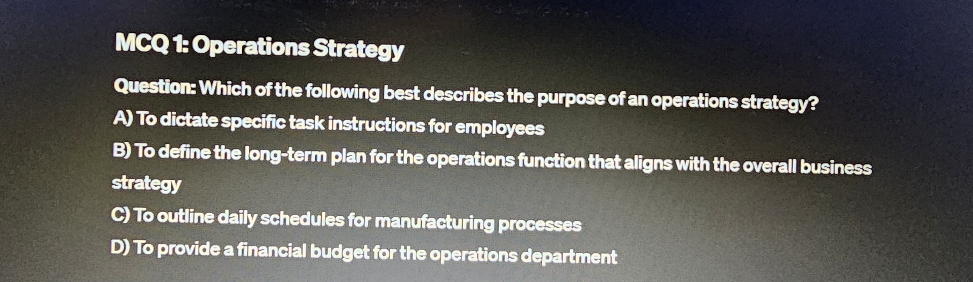 Solved Operations management..don't use ai inwill give | Chegg.com