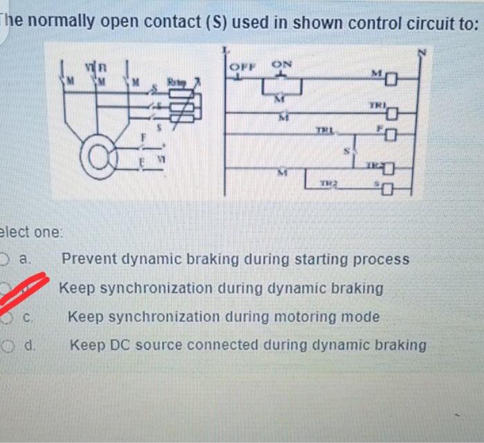 Solved The normally open contact (S) used in shown control | Chegg.com
