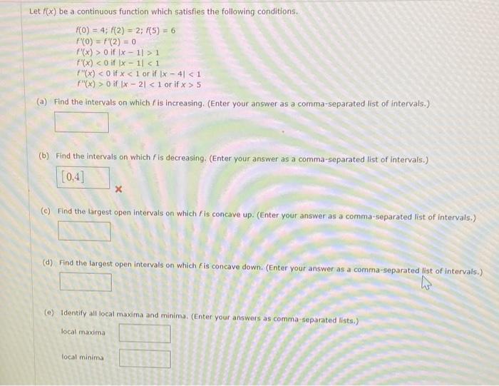 Solved Let f(x) be a continuous function which satisfies the | Chegg.com