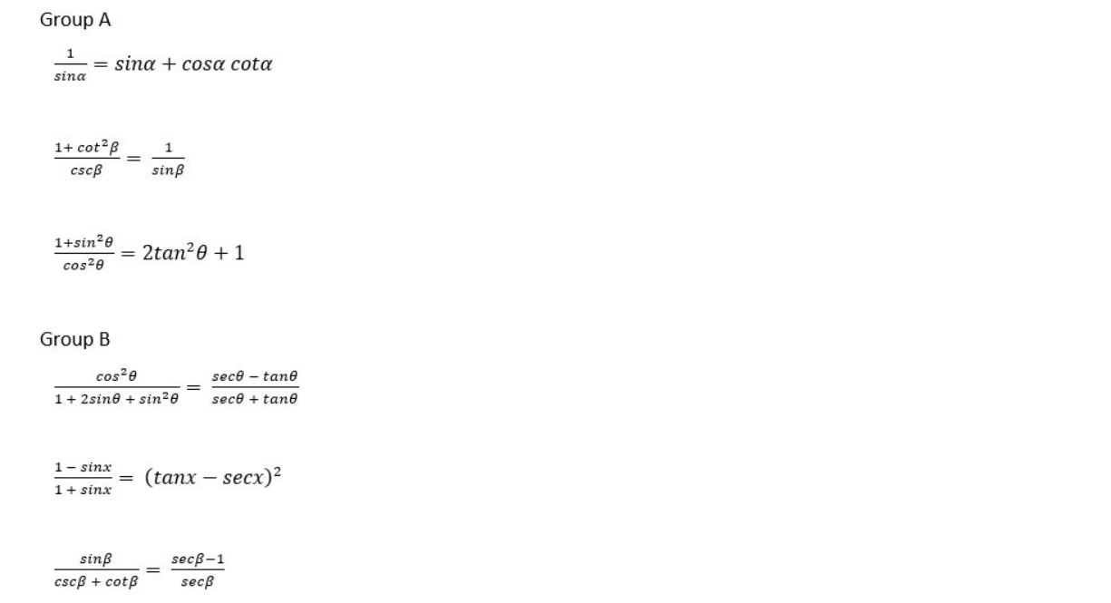 Solved Solve the proofs / ﻿Prove that the following trig | Chegg.com