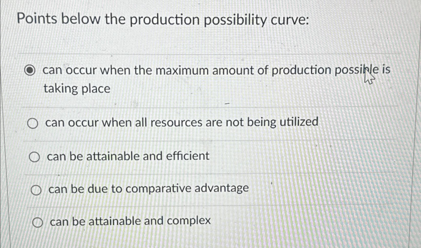Solved Points below the production possibility curve:can | Chegg.com