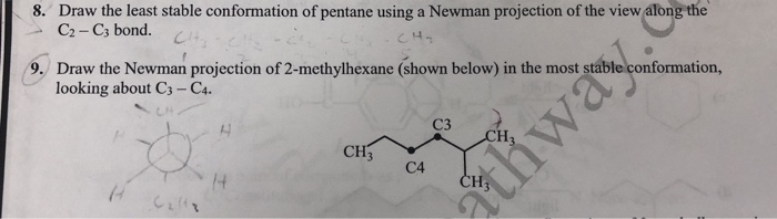 Solved 8. Draw the least stable conformation of pentane | Chegg.com