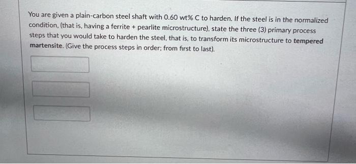Solved You are given a plain-carbon steel shaft with | Chegg.com
