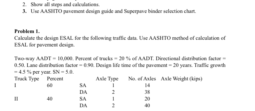 Solved Show all steps and calculations.Use AASHTO pavement | Chegg.com