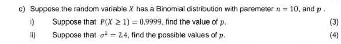 Solved c) ﻿Suppose the random variable x ﻿has a Binomial | Chegg.com