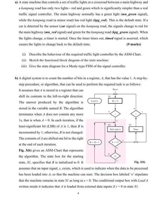 Solved a) A state machine that controls a set of traffic | Chegg.com