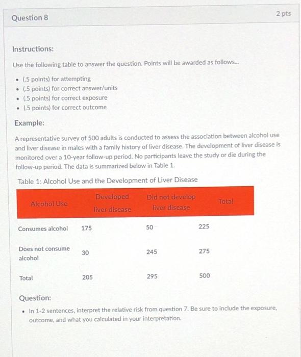 Solved Question 6 2 pts Instructions: Use the following | Chegg.com