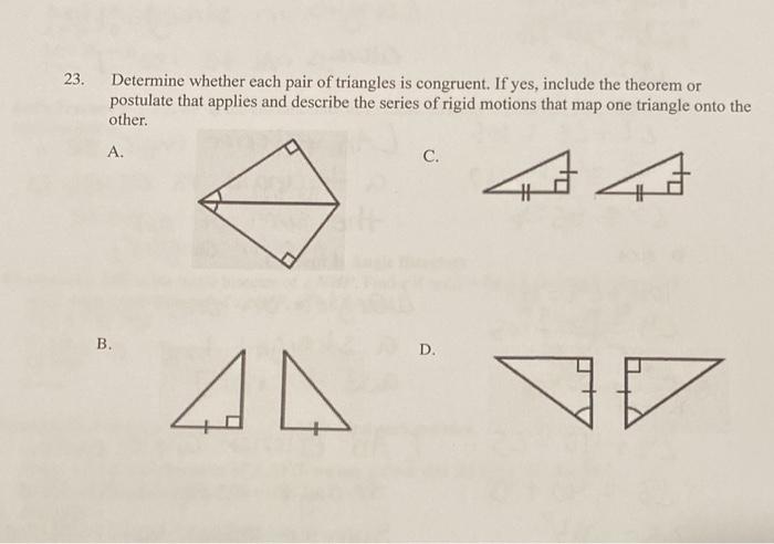 Solved 23. Determine whether each pair of triangles is | Chegg.com