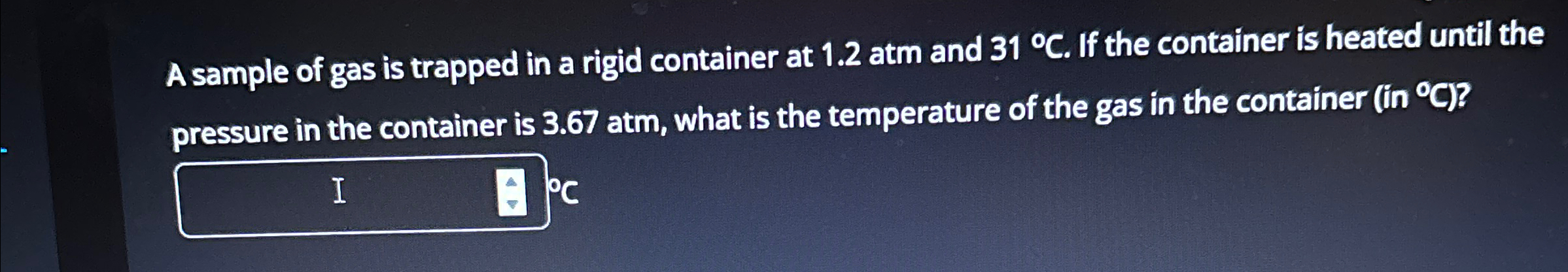 Solved A sample of gas is trapped in a rigid container at | Chegg.com
