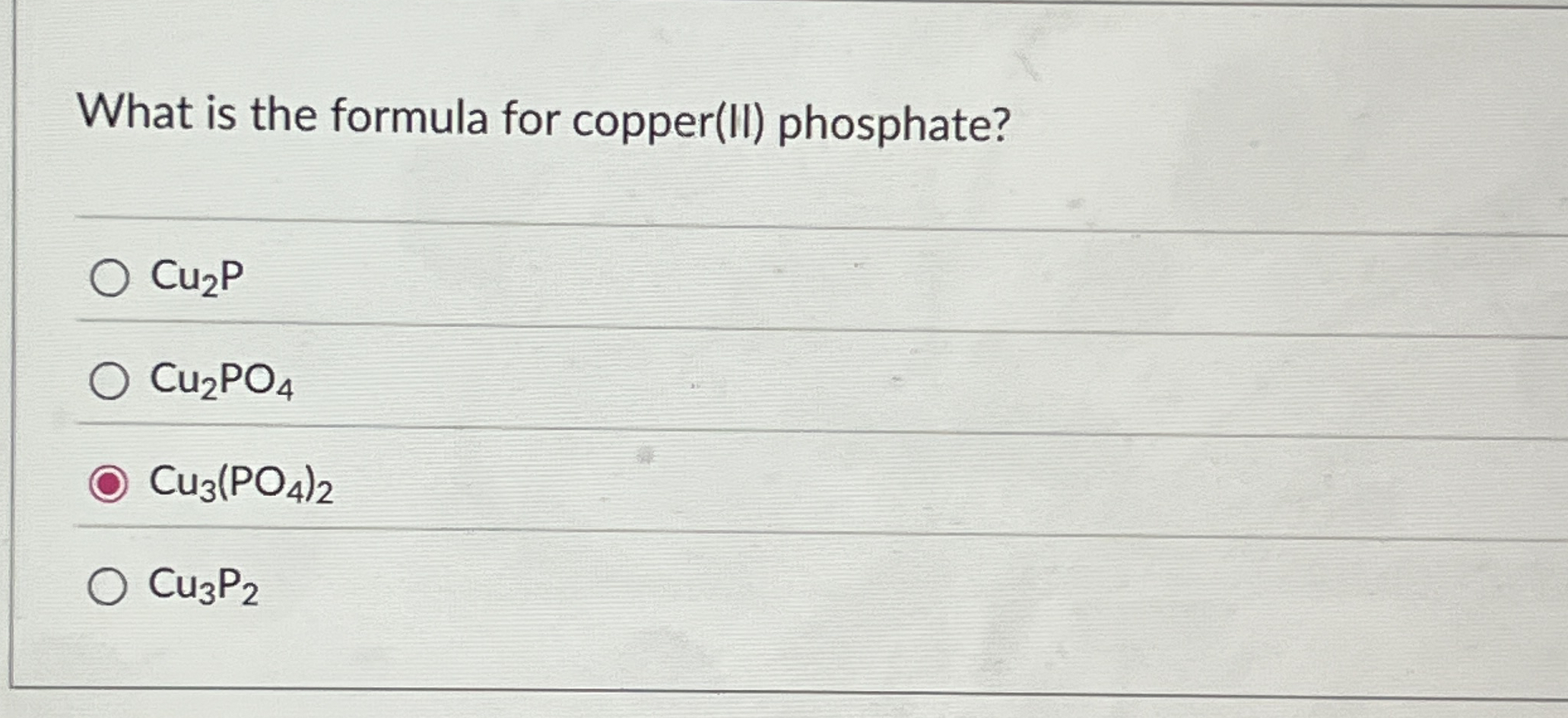 Solved What is the formula for copper(II) | Chegg.com