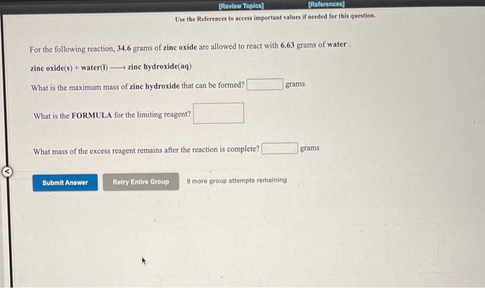 Solved [Review Toples) (References) Use the References to | Chegg.com