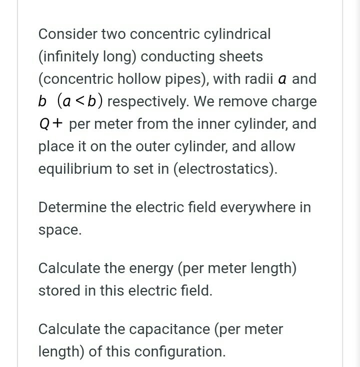 Solved Consider two concentric cylindrical (infinitely long) | Chegg.com