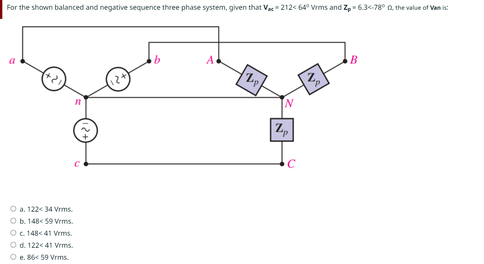 Solved For the shown balanced and negative sequence three | Chegg.com